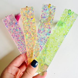 Iridescent Pastel Glitter Resin Bookmark, Spring Colors, Gift for ...