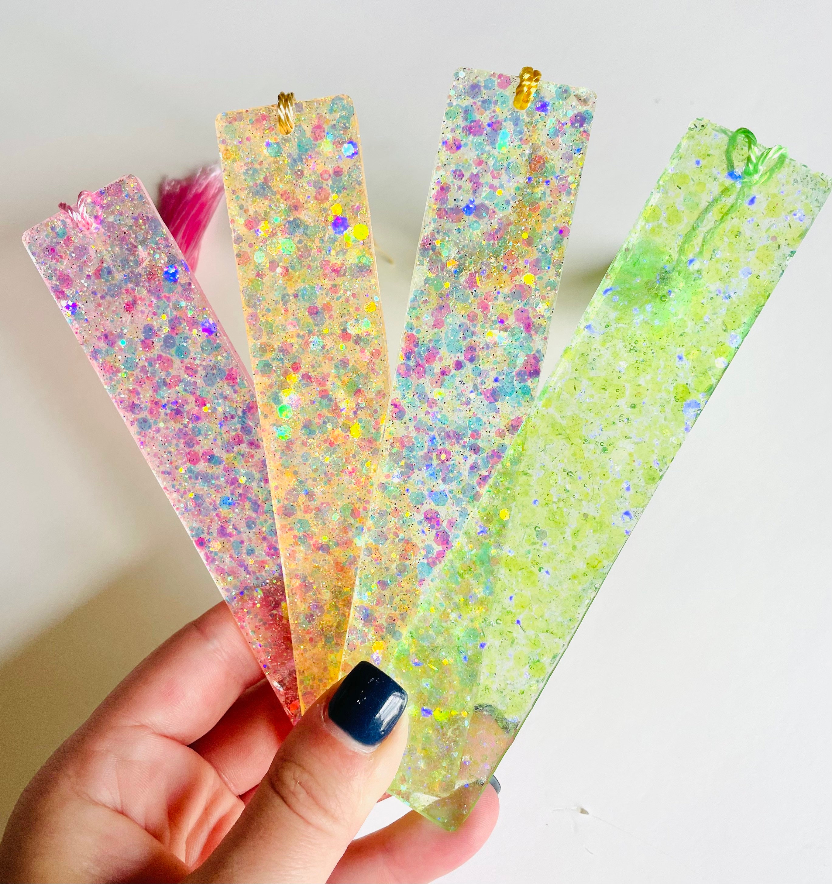 Iridescent Pastel Glitter Resin Bookmark | Gift for Readers | Handmade ...