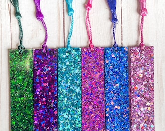 Iridescent Pastel Glitter Resin Bookmark | Gift for Readers | Handmade ...