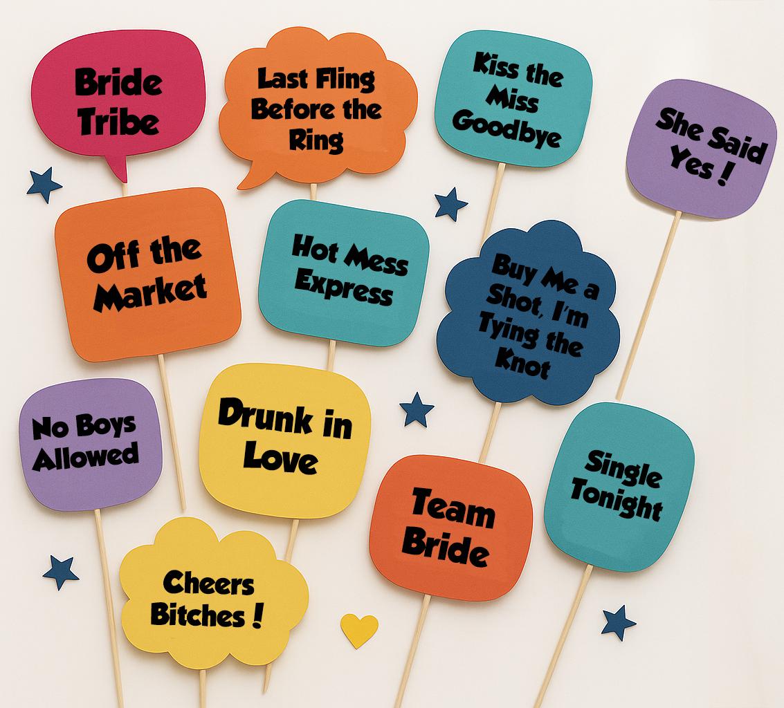 Bachelorette Party Photo Booth Props – Colorful Speech Bubbles With ...