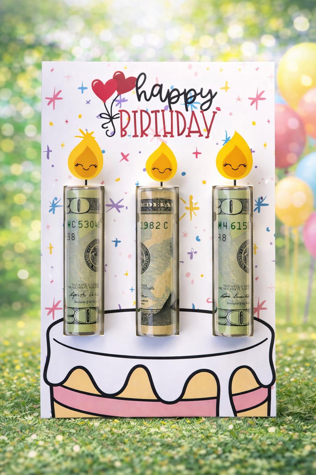 Birthday Money Holder Card | Cake Candle Cash Gift, Festive Surprise ...