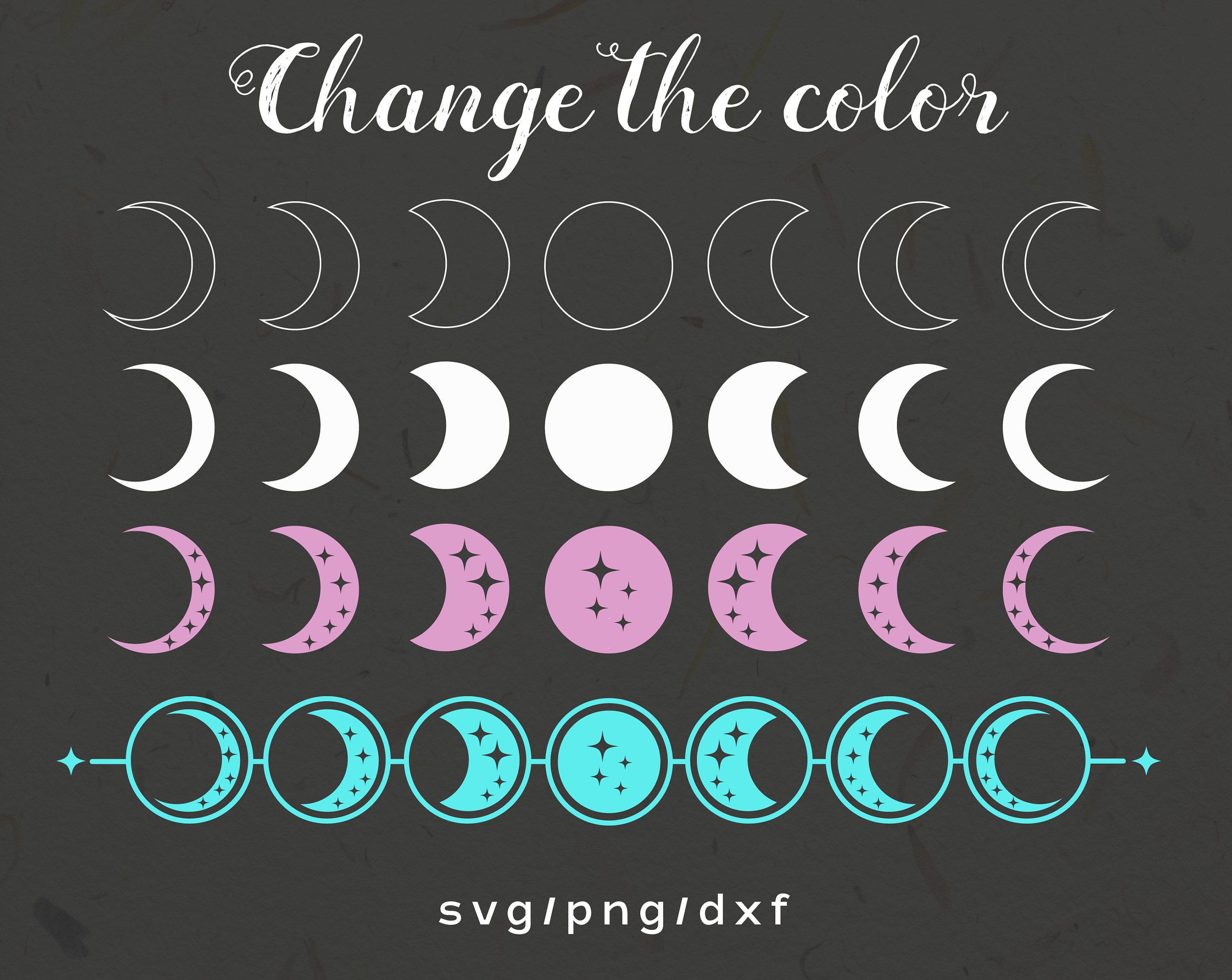 MOON PHASE SVG - Commercial Use Svg, Crescent Moon Svg, Celestial Moon ...