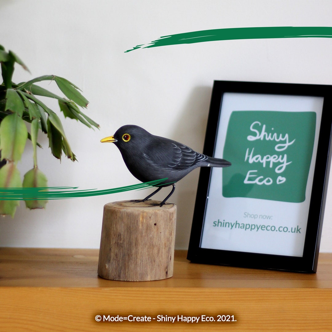 Blackbird - Wooden Ornament - Handmade - Fair-trade - Wooden Carving ...