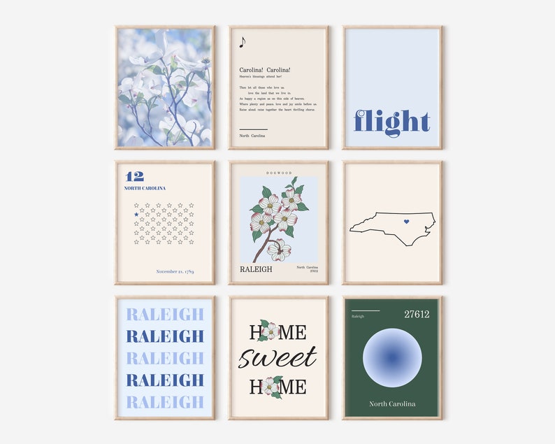 CUSTOM North Carolina State Wall Collage Kit, Tarheel Theme Decor ...