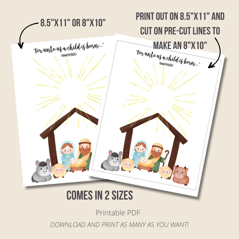 Nativity Handprint Artwork, Printable Christmas Toddler Art Template - Etsy