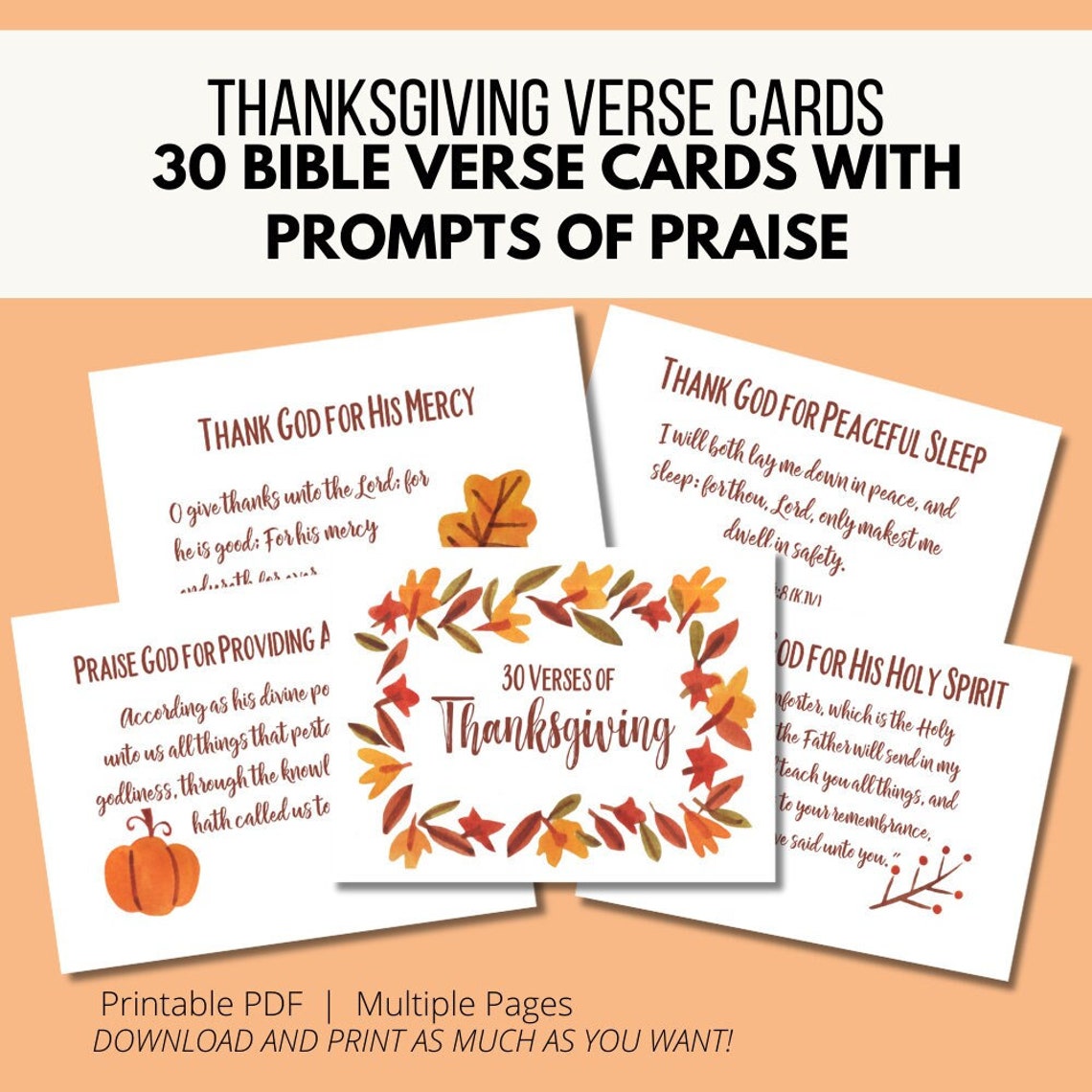 30 Verses of Thanksgiving, Printable Bible Verses and Praise Prompts for Personal or Family ...