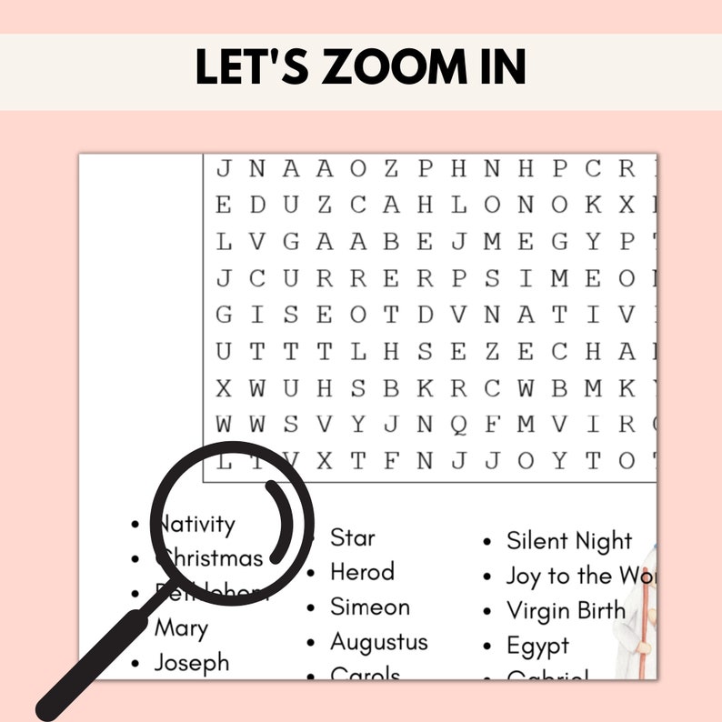 Nativity Word Search Printable, Christmas Word Game, Religious Word ...