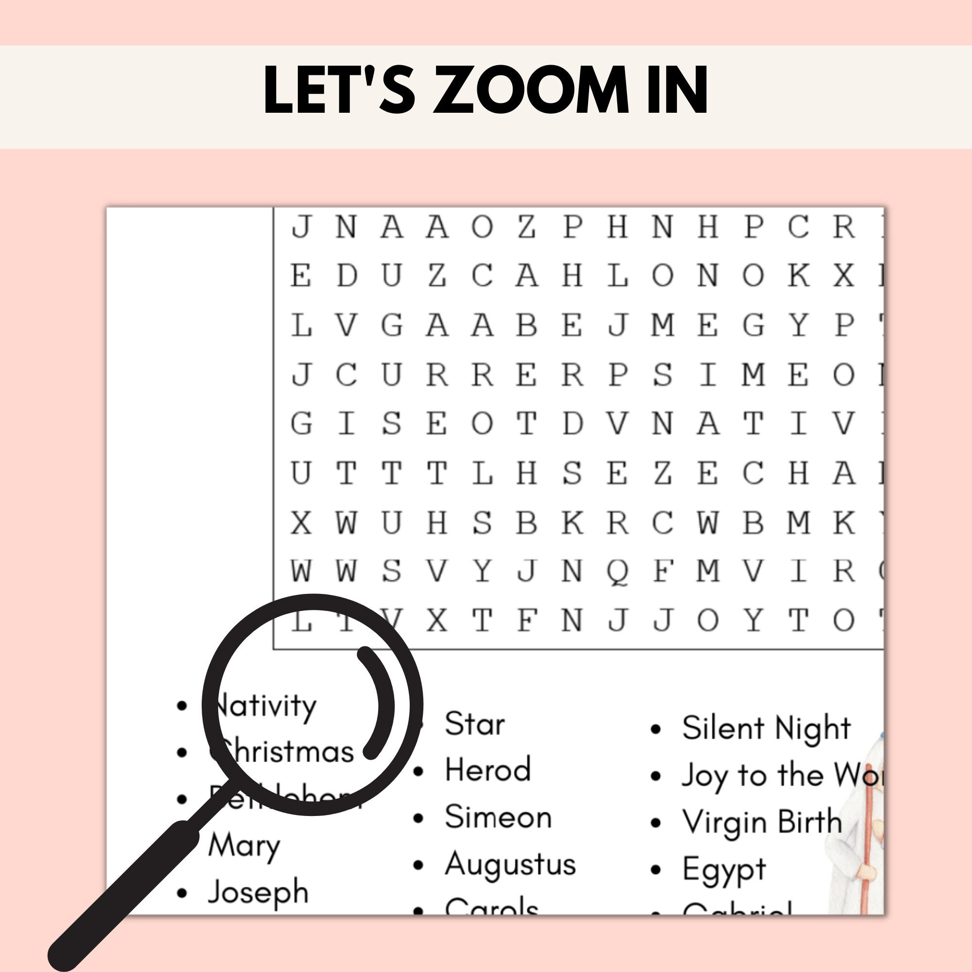 Nativity Word Search Printable, Christmas Word Game, Religious Word ...
