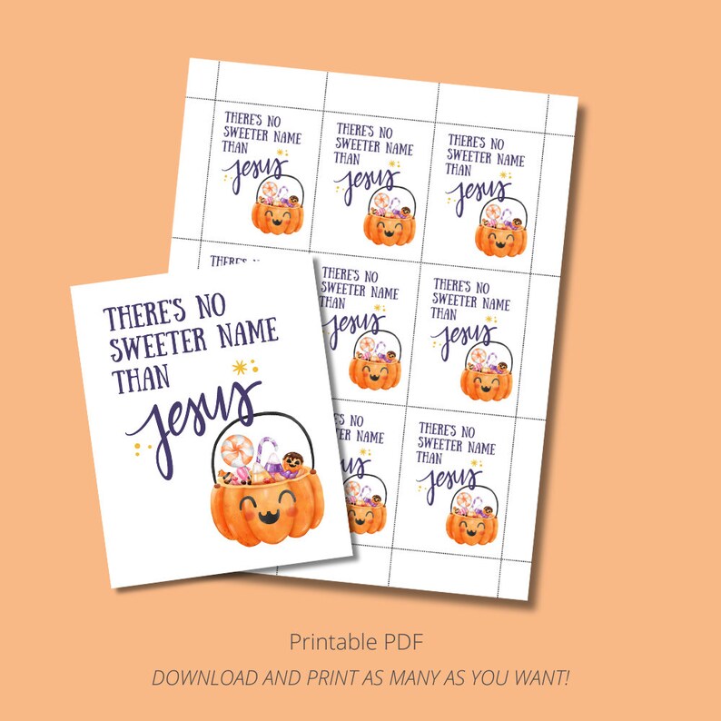 Set of 4 Christian Halloween Gift Tags, Treat Tags for Trunk or Treat ...