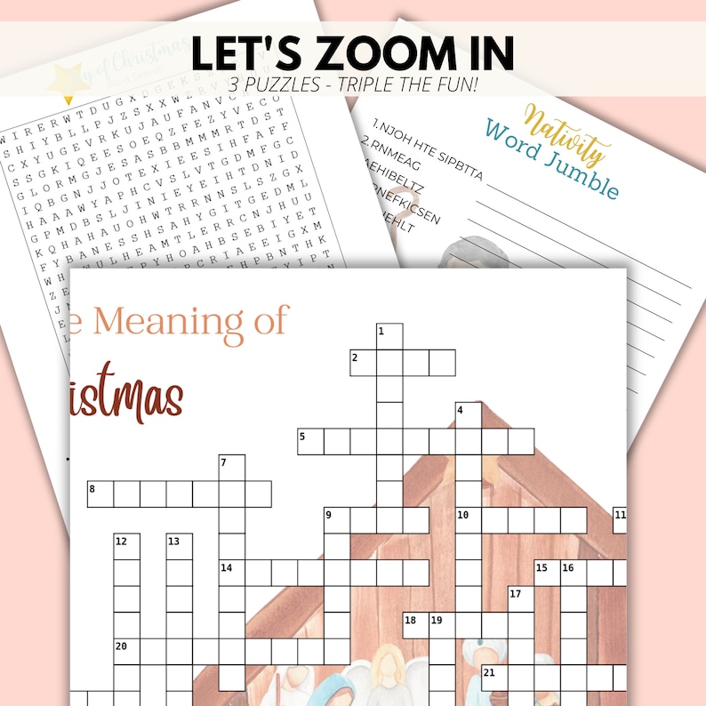 Nativity Word Game Printable Bundle, Christmas Crossword, Word Jumble ...