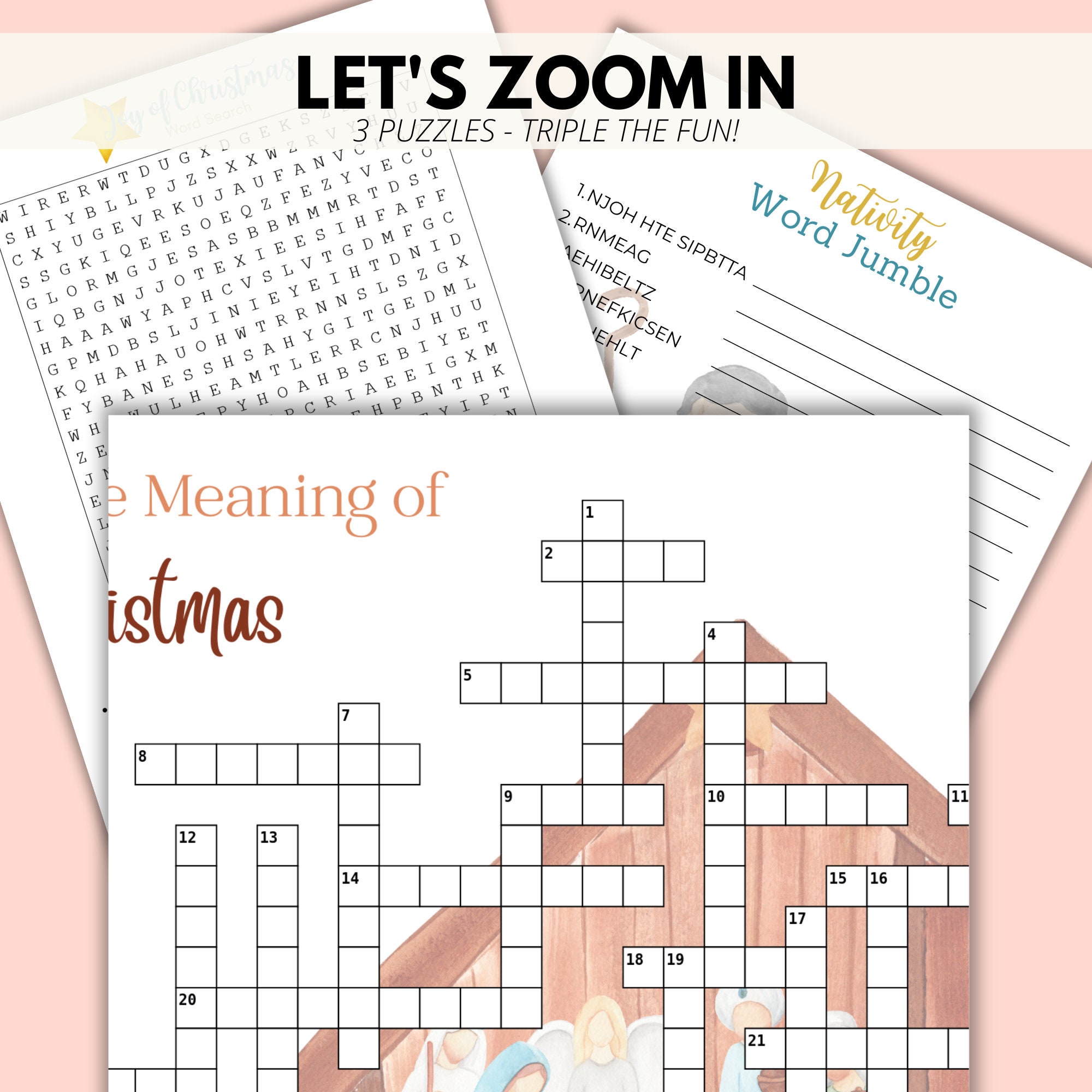 Nativity Word Game Printable Bundle, Christmas Crossword, Word Jumble ...