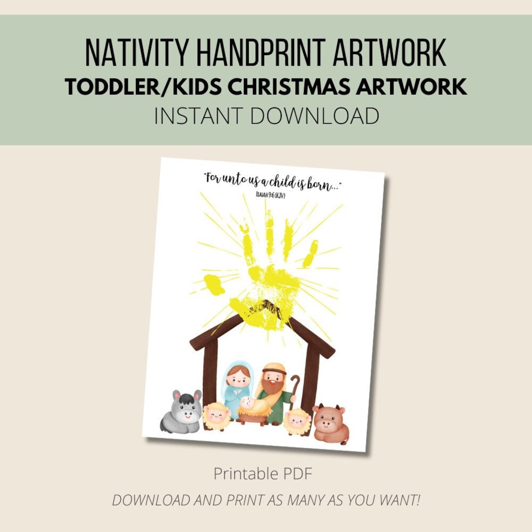 Nativity Handprint Artwork, Printable Christmas Toddler Art Template - Etsy