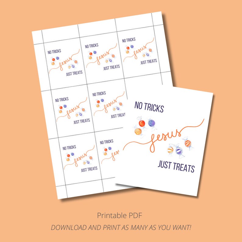 Set of 4 Christian Halloween Gift Tags, Treat Tags for Trunk or Treat ...