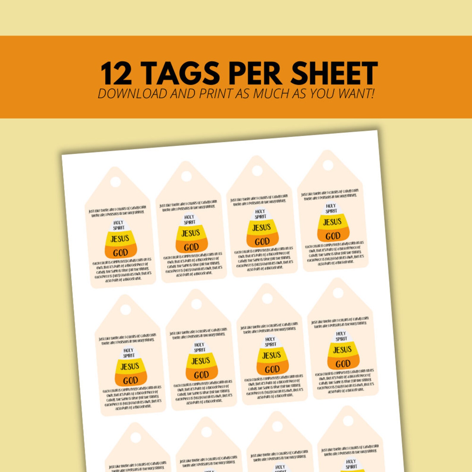 Candy Corn Treat Tags Printable, Trinity Explained Using Candy Corn ...