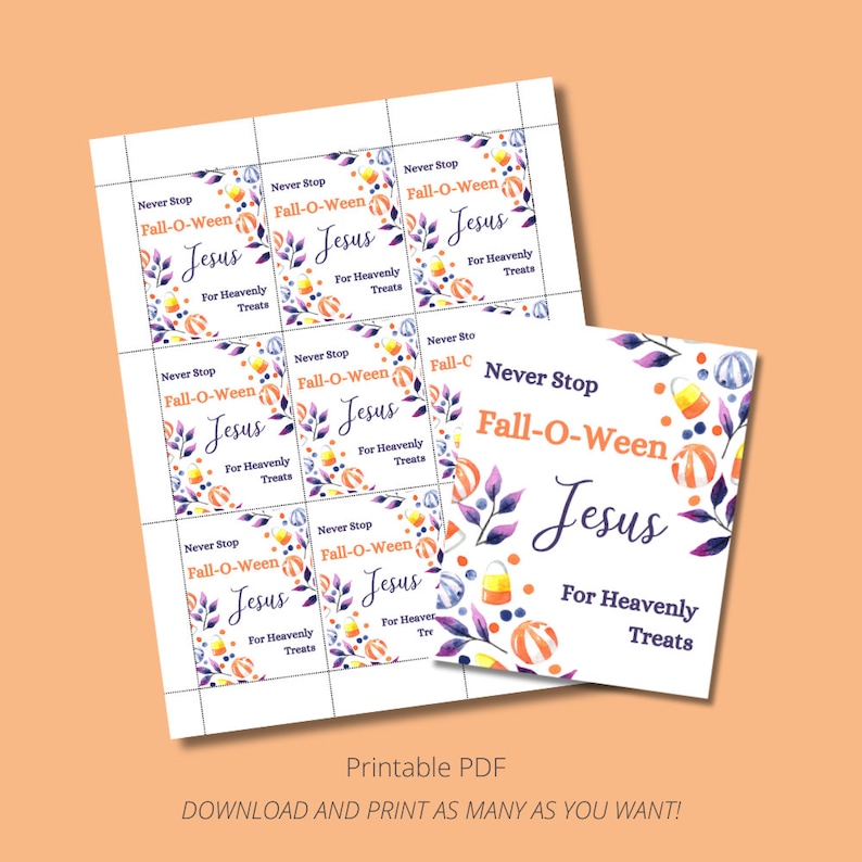 Set of 4 Christian Halloween Gift Tags, Treat Tags for Trunk or Treat ...