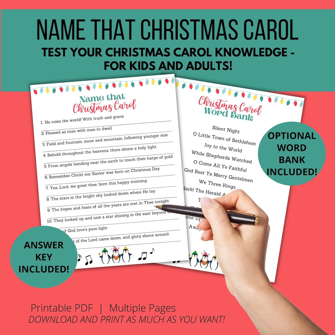 Name That Christmas Carol Printable Party Game, Guess the Christmas ...