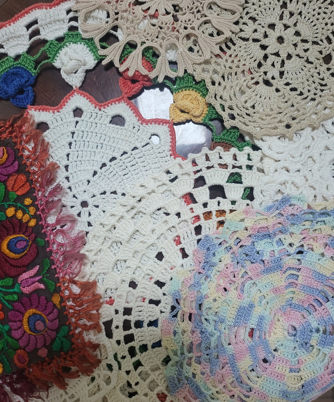 Vintage Crochet Doily Colored Doily - Etsy