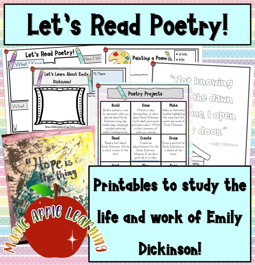 Emily Dickinson Poetry Study Biography Unit Study Poetry and Writing ...