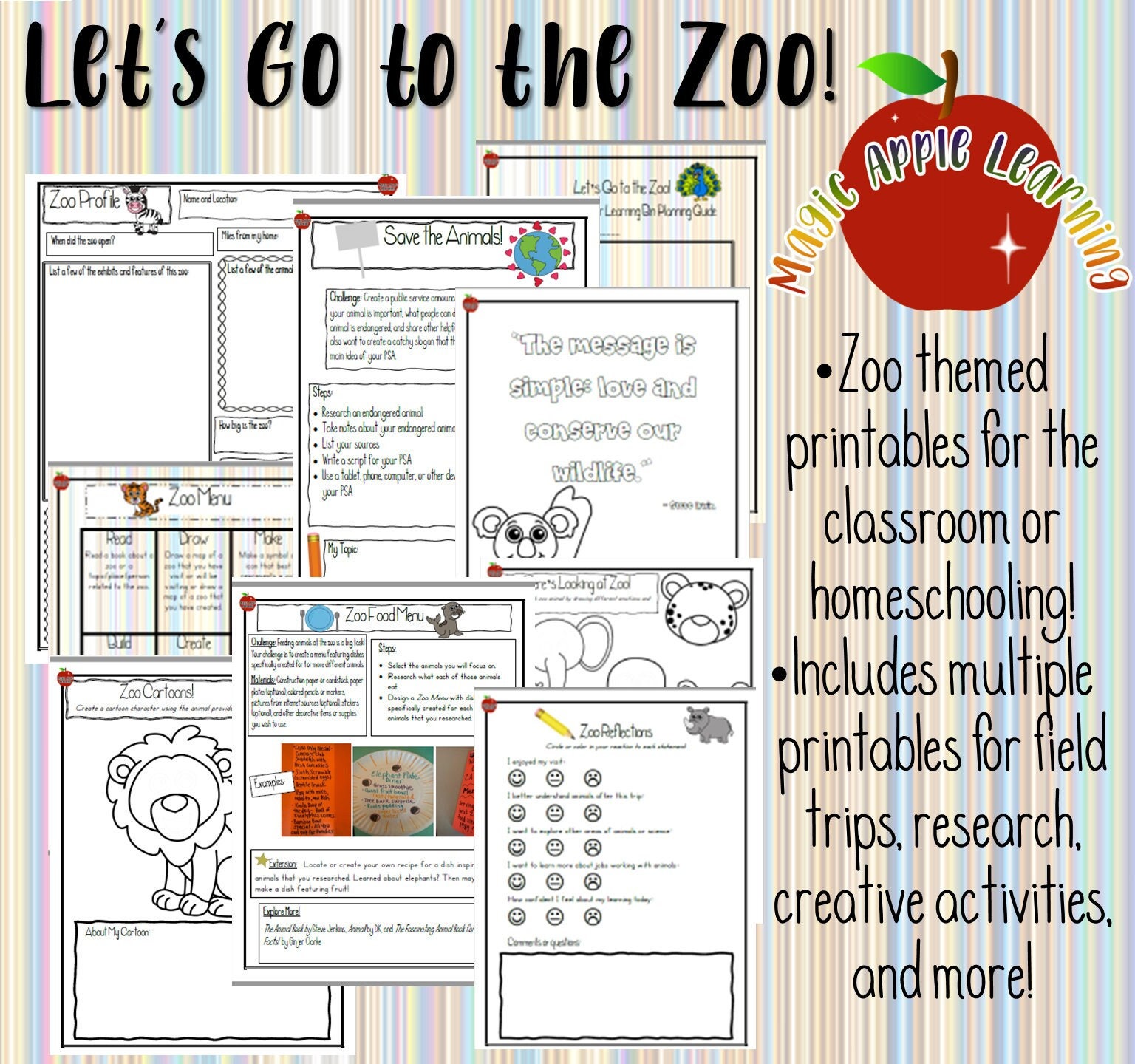Zoo Unit Study Animal Themed Activities Zoo Field Trip - Etsy
