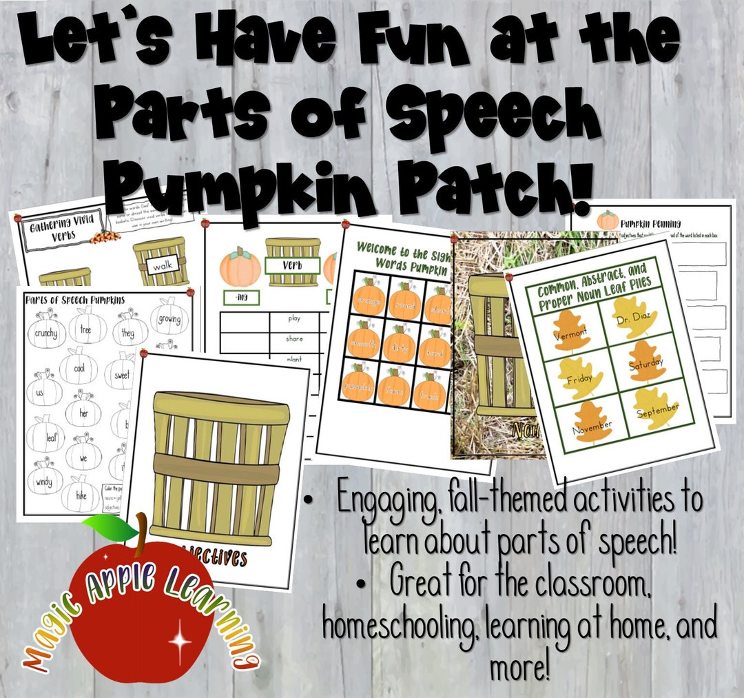 Learning and Reviewing Parts of Speech, Fall Themed Parts of Speech and ...