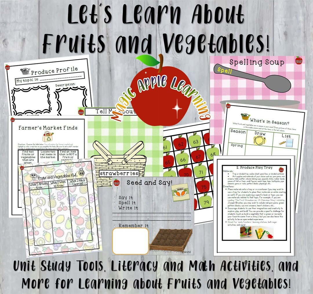Fruits and Vegetables Unit Study, Fruit and Vegetable Themed Activities ...
