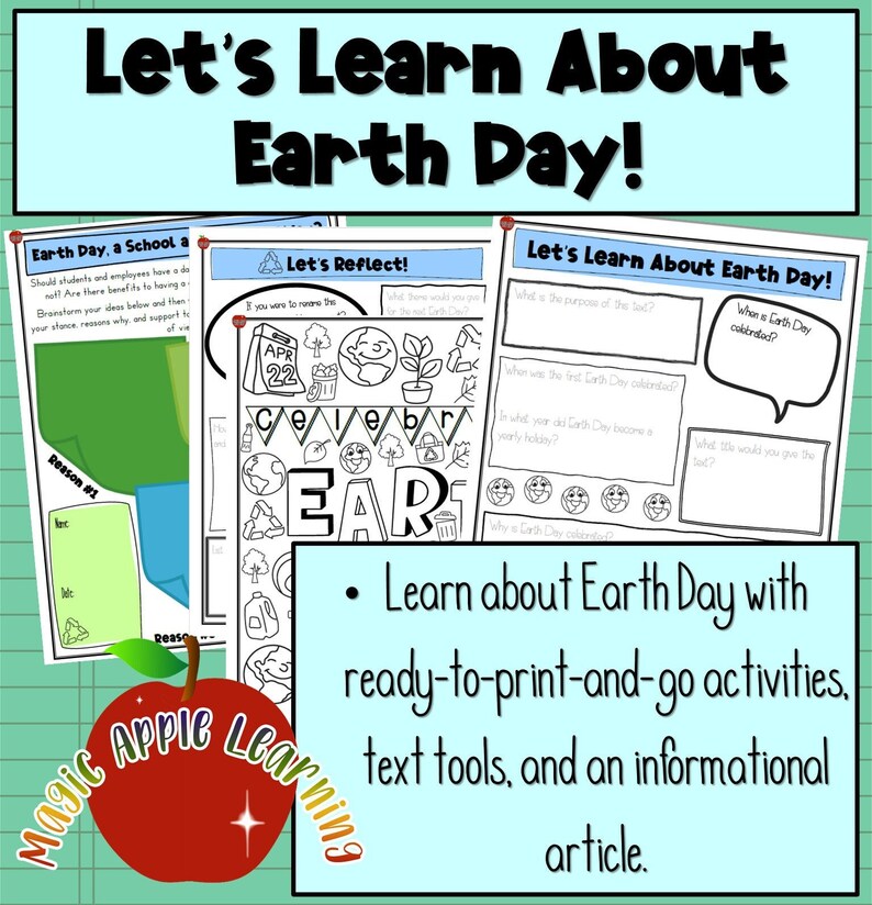 Learn About Earth Day Mini-study, Activities for Earth Day - Etsy
