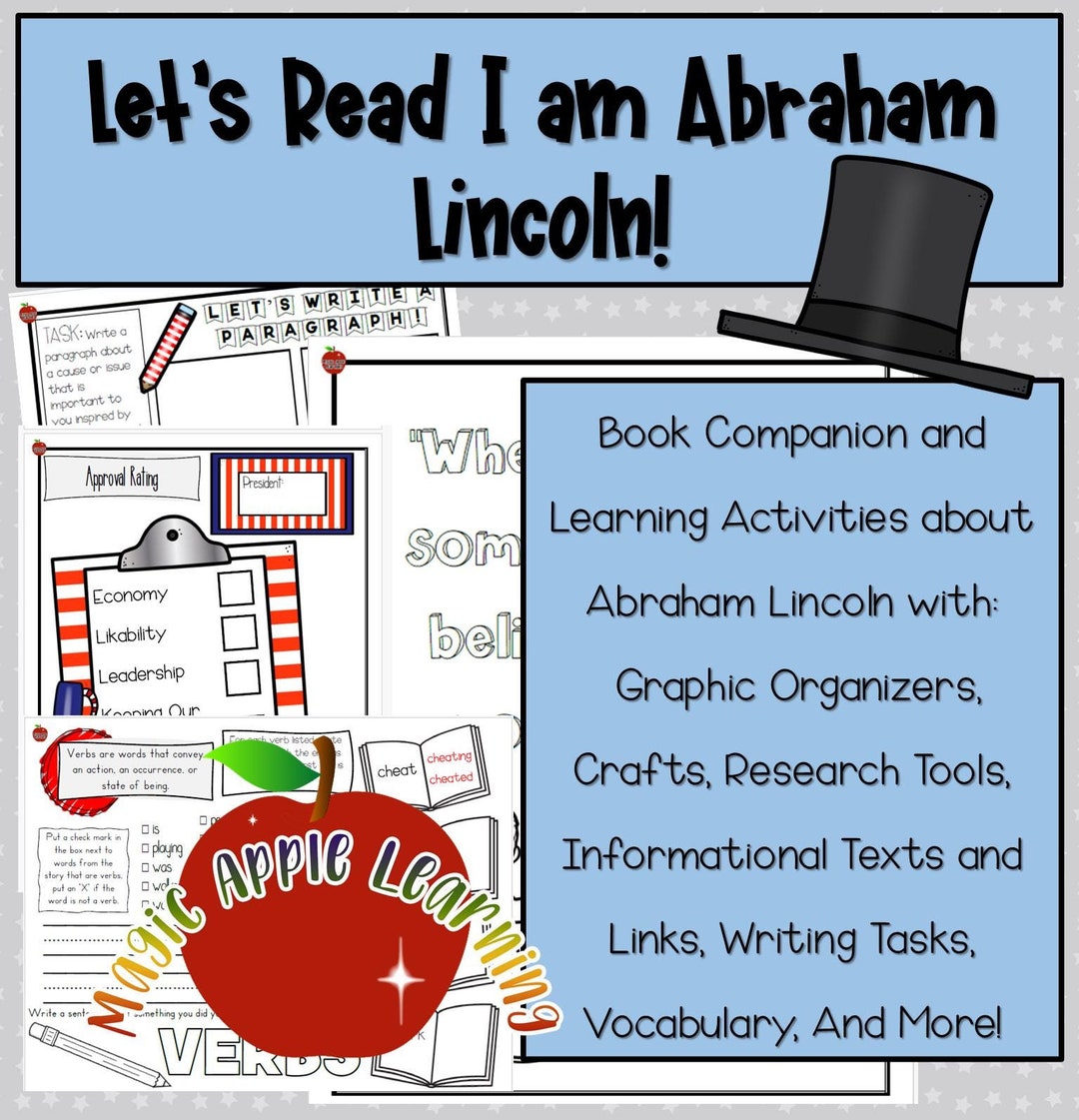 Abraham Lincoln Learning Activities, I Am Abraham Lincoln Picture Book ...