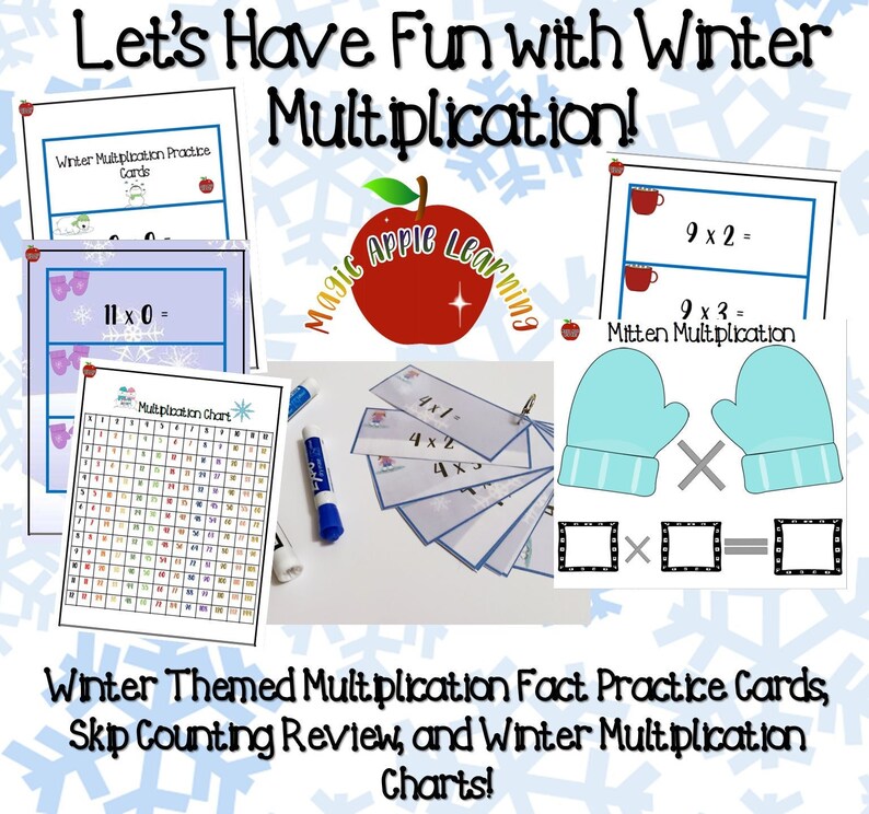 Multiplication Flashcards Winter Themed | Multiplication Charts | Skip ...