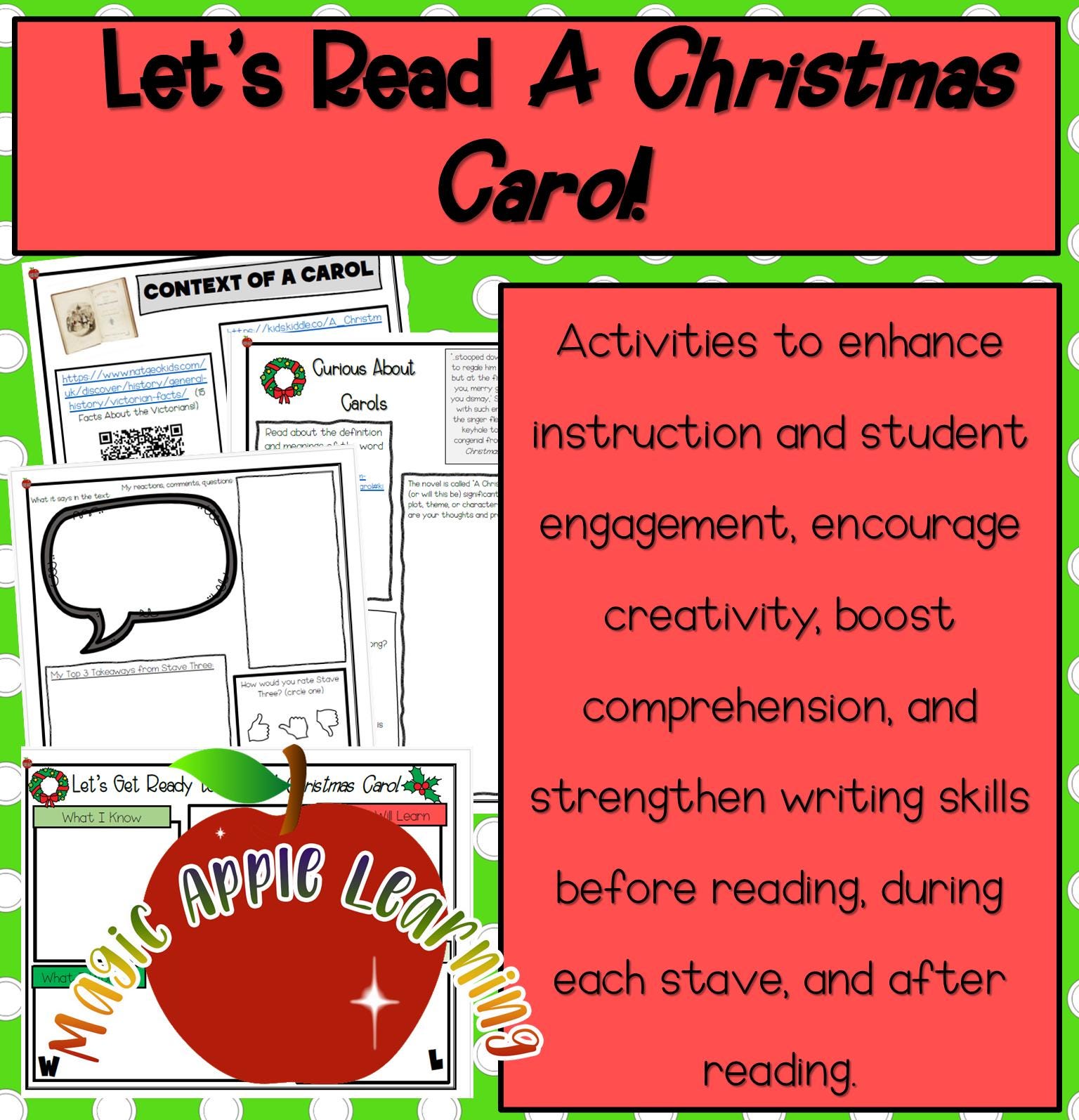 A Christmas Carol Novel Study, Christmas Carol Book Activities ...