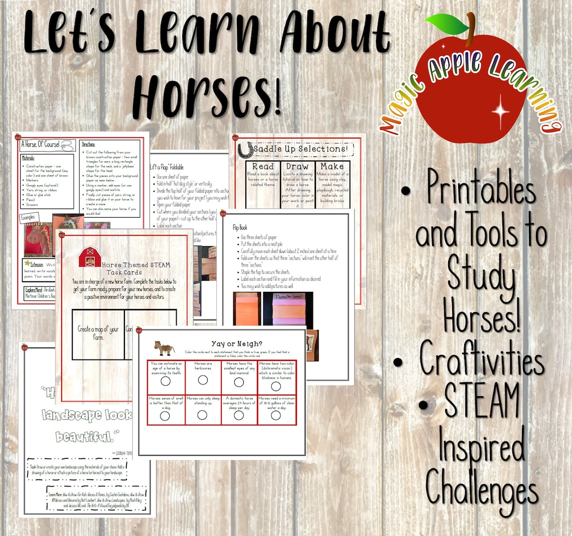 Learning About Horses Horse Activities Farm Animals Animal - Etsy