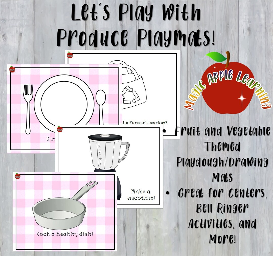 Fruit and Vegetable Playdough Mats, Pretend Play, Playmats, Travel ...