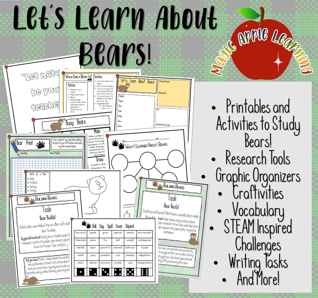 Bear Learning Activities, Bear Unit Study, Learn About Animals, Zoo ...
