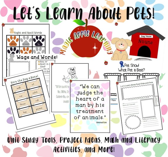 Pet Themed Learning Pack All About Pets Pets Unit Study - Etsy