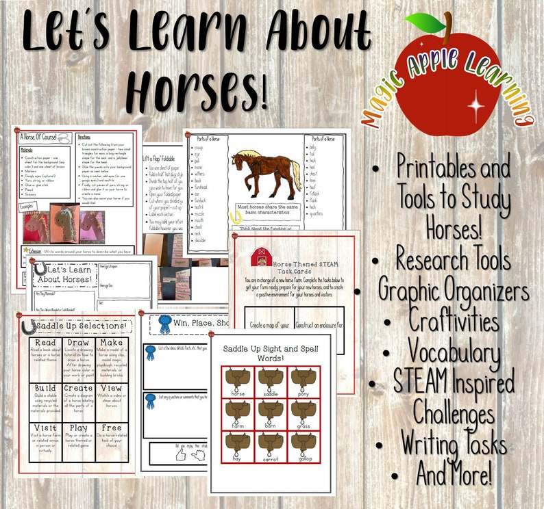 Learning About Horses Horse Activities Farm Animals Animal - Etsy