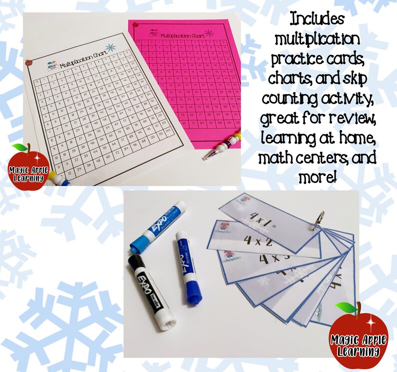 Multiplication Flashcards Winter Themed | Multiplication Charts | Skip ...