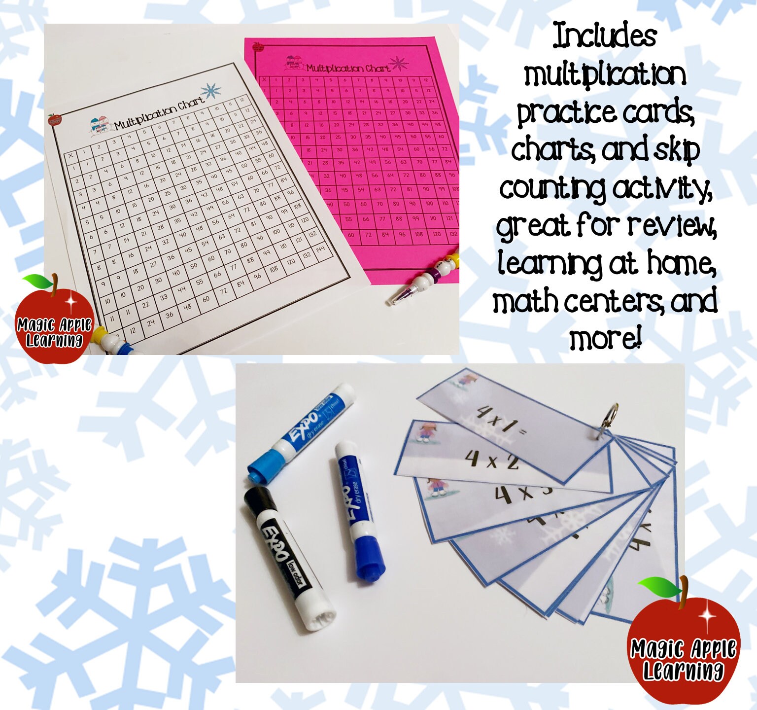 Multiplication Flashcards Winter Themed | Multiplication Charts | Skip ...