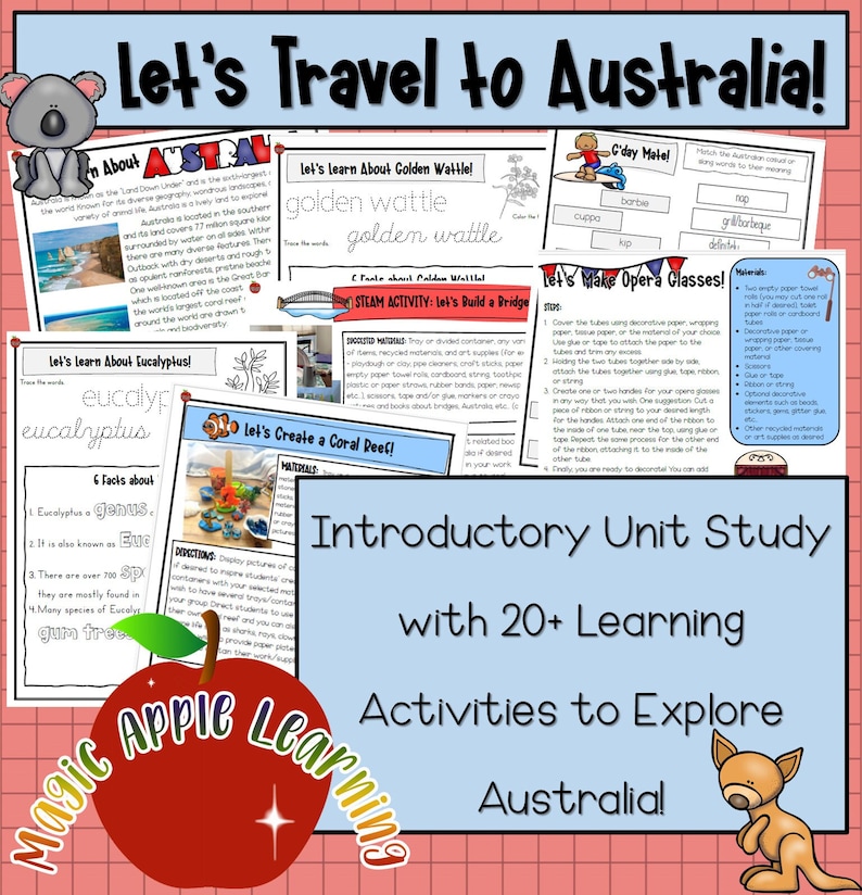 Australia Unit Study, Around the World Learning Activities, Geography ...