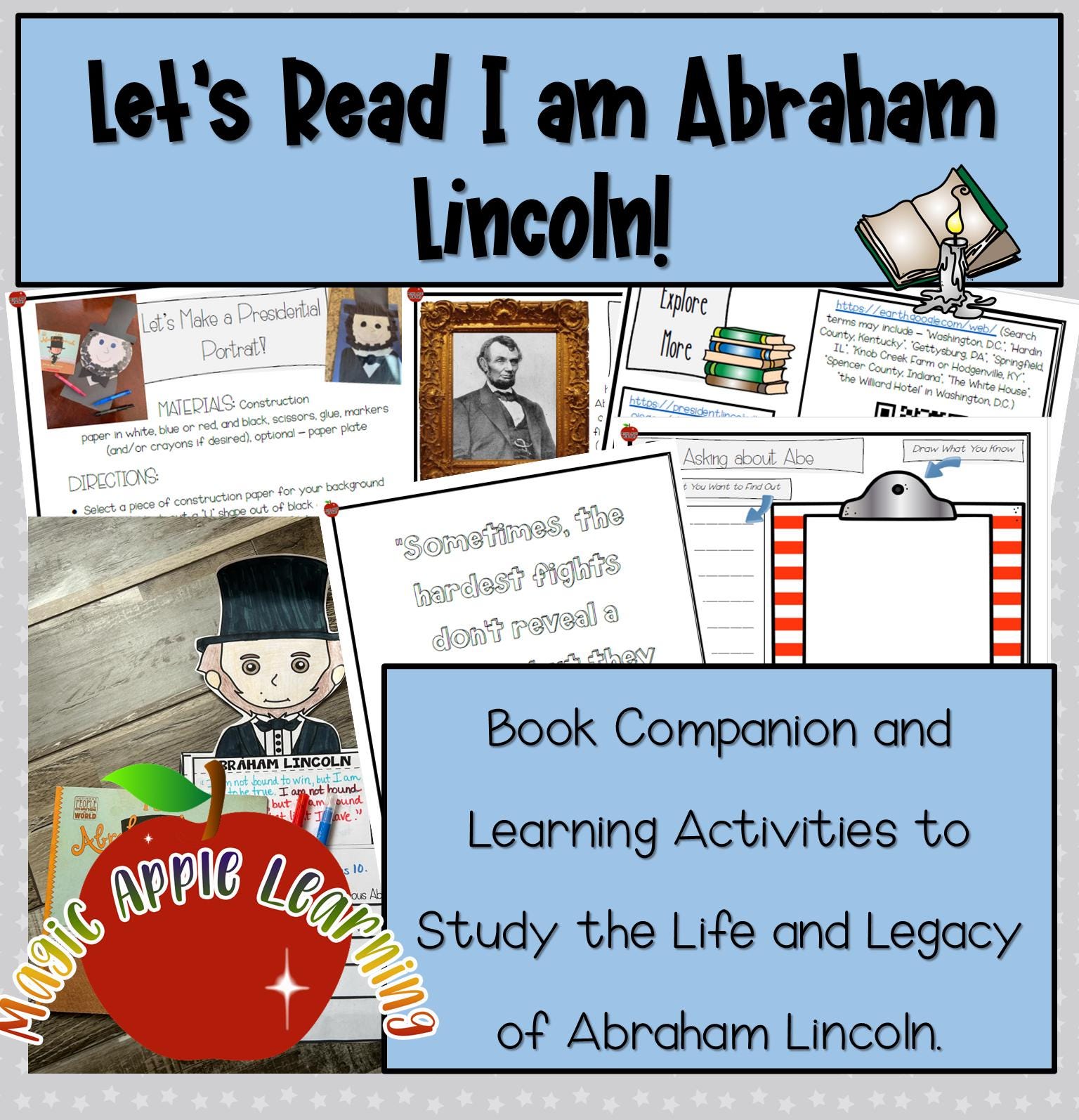 Abraham Lincoln Learning Activities, I Am Abraham Lincoln Picture Book ...
