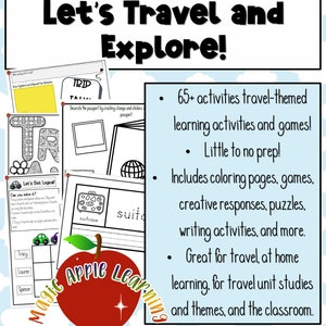Travel Themed Learning Activities, Travel Puzzles and Games, Car Trip ...