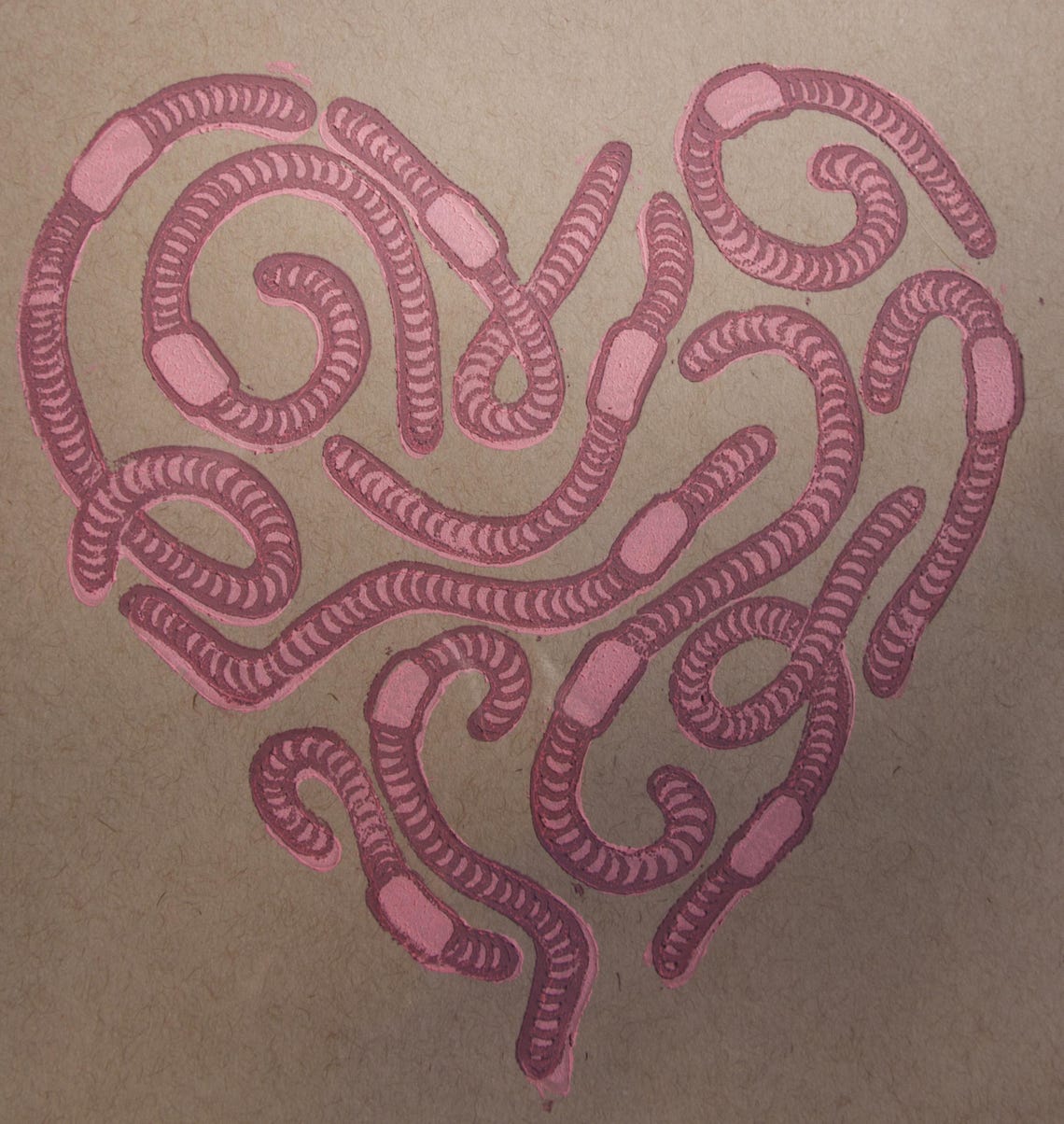 Worm Heart - Original Linocut Print - Etsy