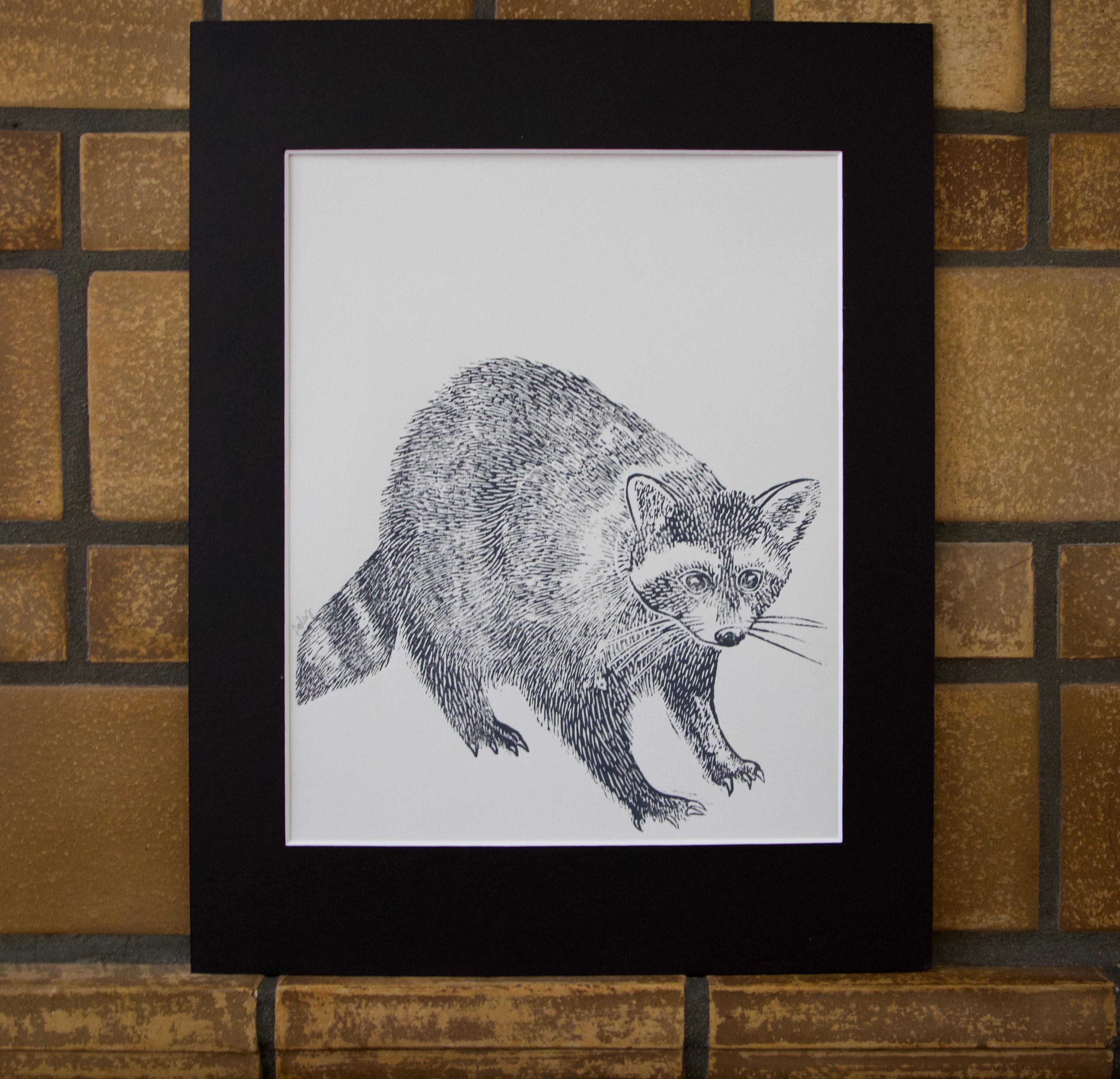 Raccoon- Original Linocut Print - Etsy