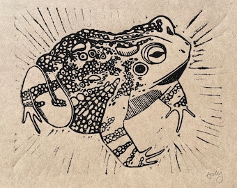 Frog and Toad Lovers Linocut Print - Etsy