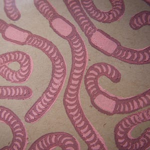 Worm Heart - Original Linocut Print - Etsy