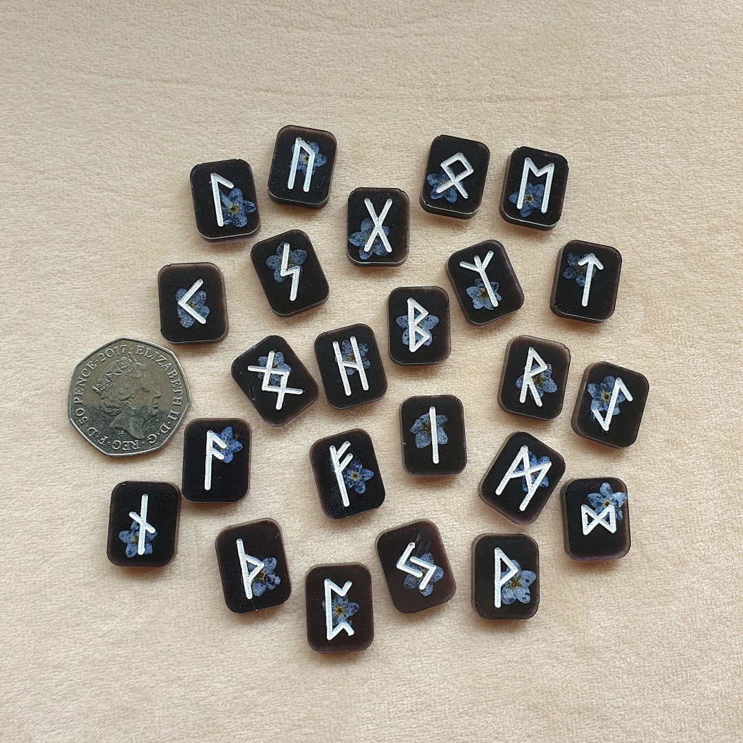 Rune Set: Midnight Forget-me-nots Handmade One-of-a-kind - Etsy