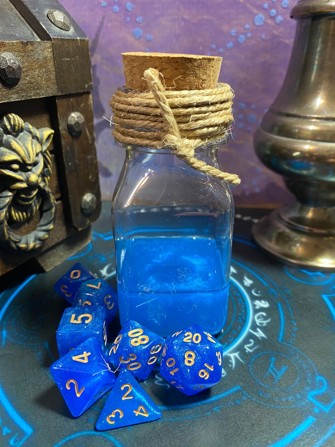 Rpg Dice With Potion Bottle Display and Dice Roller iridescent Blue ...