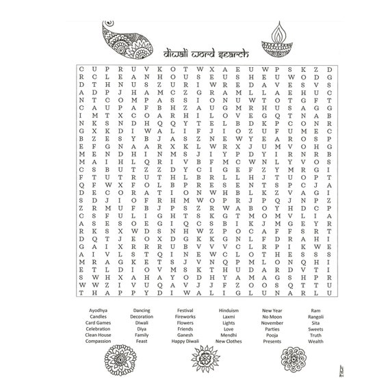Diwali Word Search Easy to Print Home - Etsy