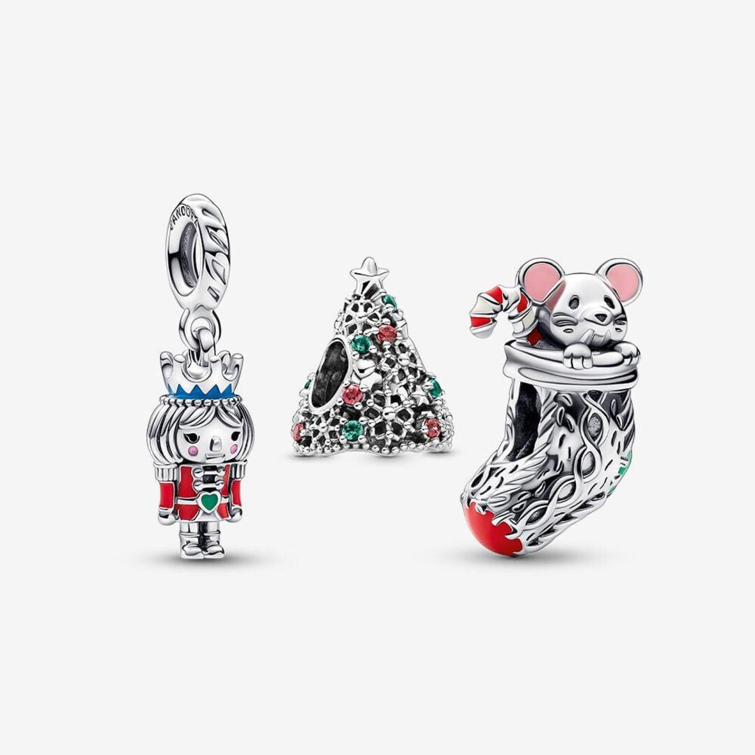 Pandora Favourites Festive Nutcracker Christmas Tree Stocking Charm Set ...