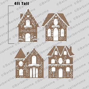 FOUR 4ft Gingerbread Houses Template When Made. Printable Trace and Cut ...