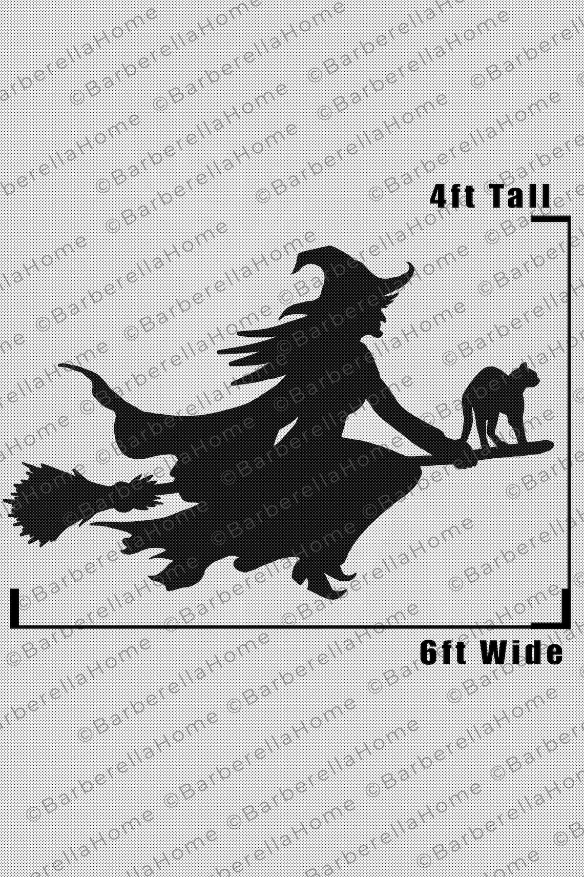 4ft Tall Flying Witch on Broom Template When Made. Printable - Etsy