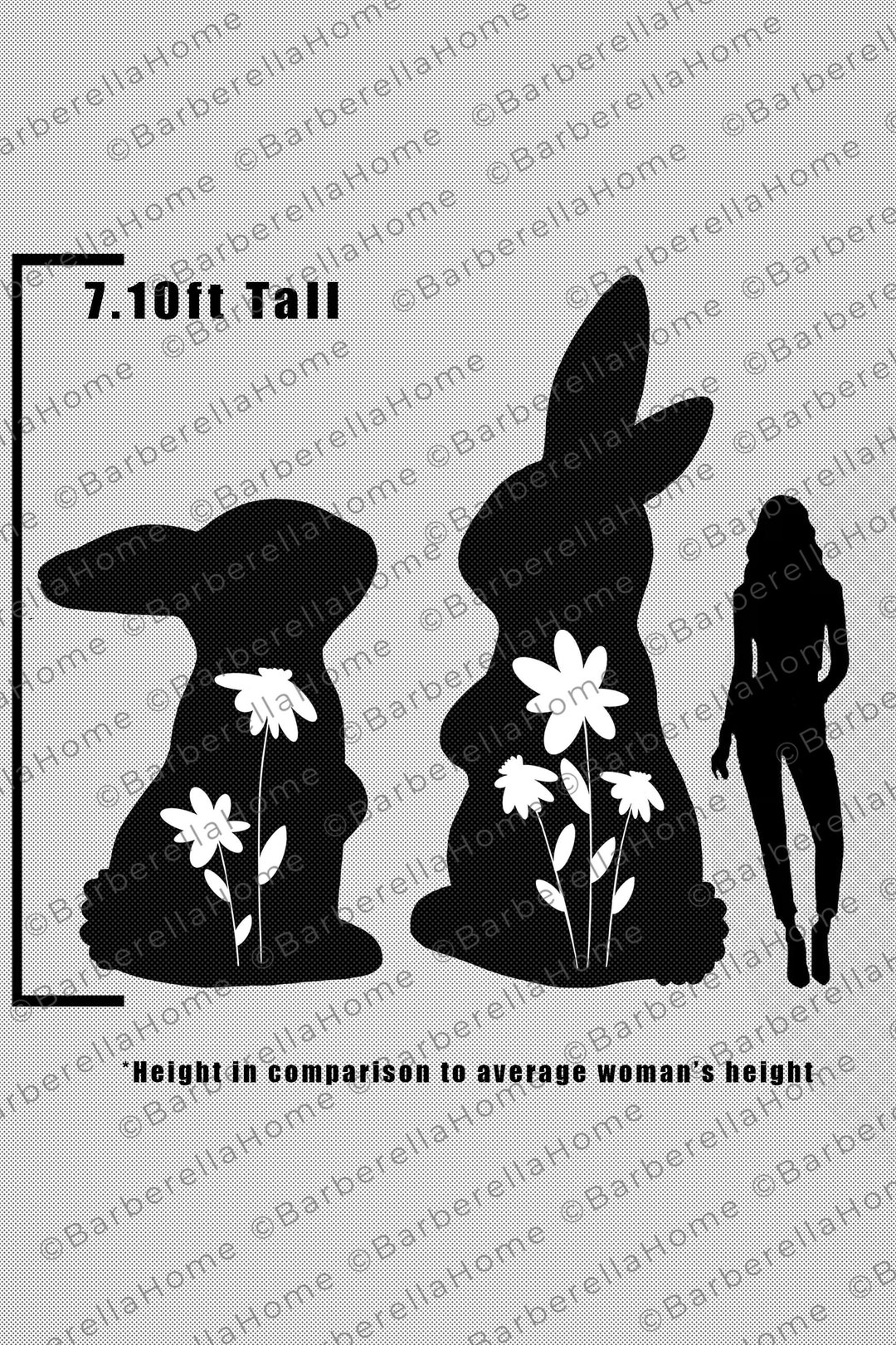 7.10ft Bunny With Flowers Silhouette Template When Made. Printable ...